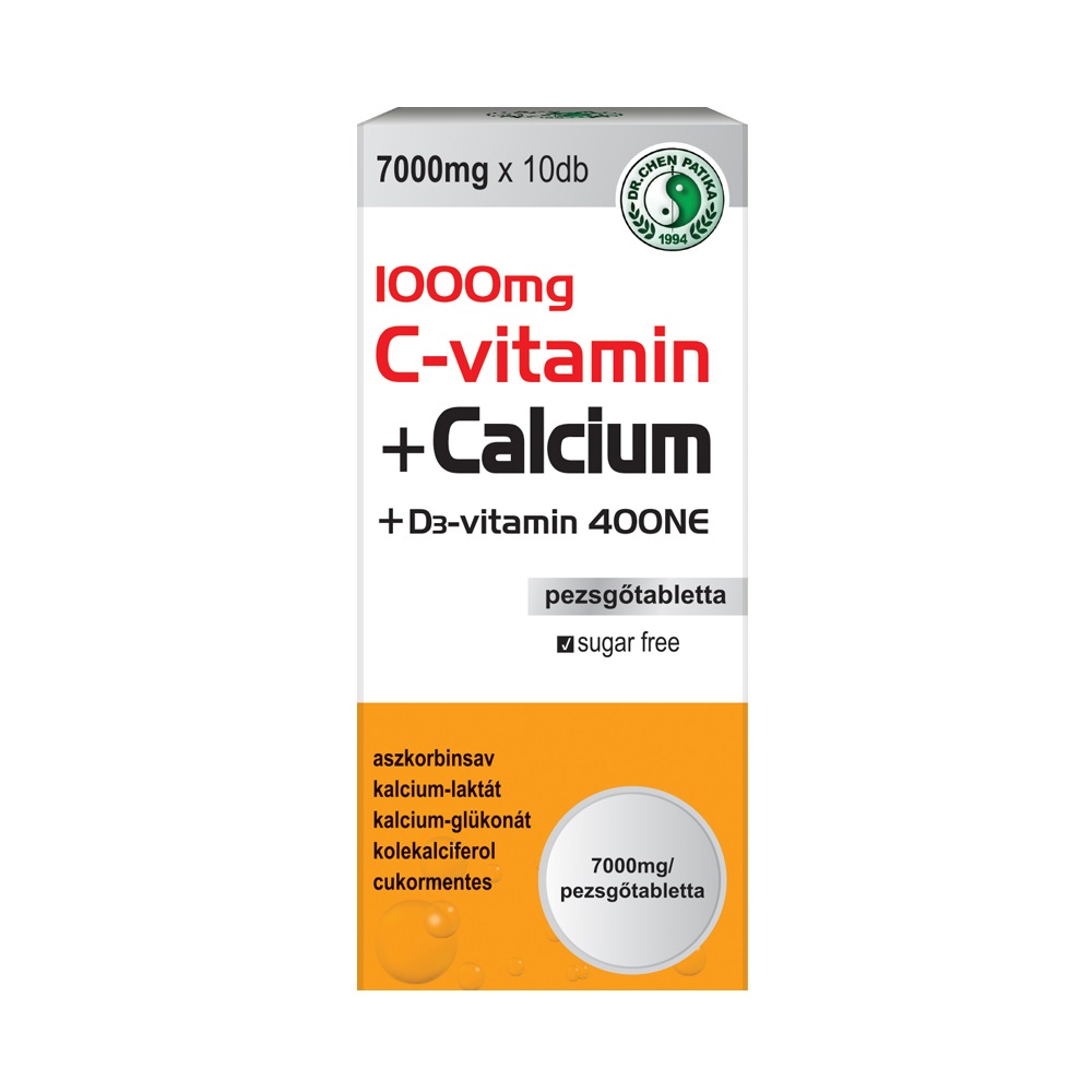 Dr.chen 1000mg c-vitamin+170mg kalcium+400ne d3-vitamin pezsgőtabletta 10 db - Webáruház - bijo.hu
