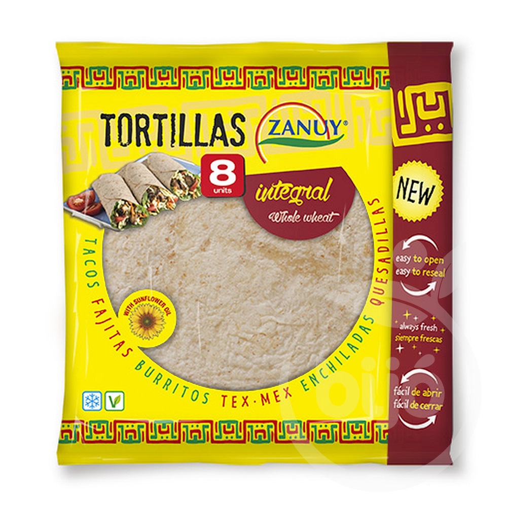 Zanuy teljes kiőrlésű búza tortilla 20 cm 320 g - Webáruház - bijo.hu